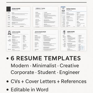 6-in-1 Resume Template Bundle | Cvs + Cover Letters + References ...