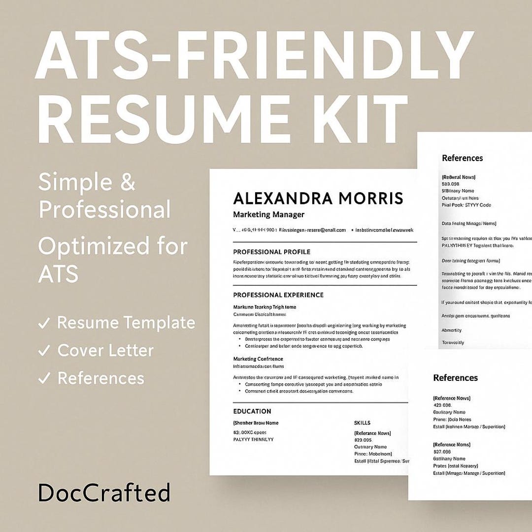 Ats-friendly Resume Template Kit | Professional CV + Cover Letter ...