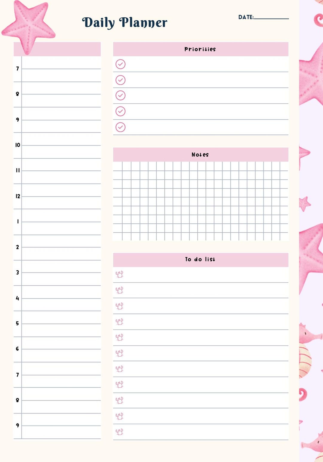 Printable Under the Sea Daily Planner A5/A4 - Etsy