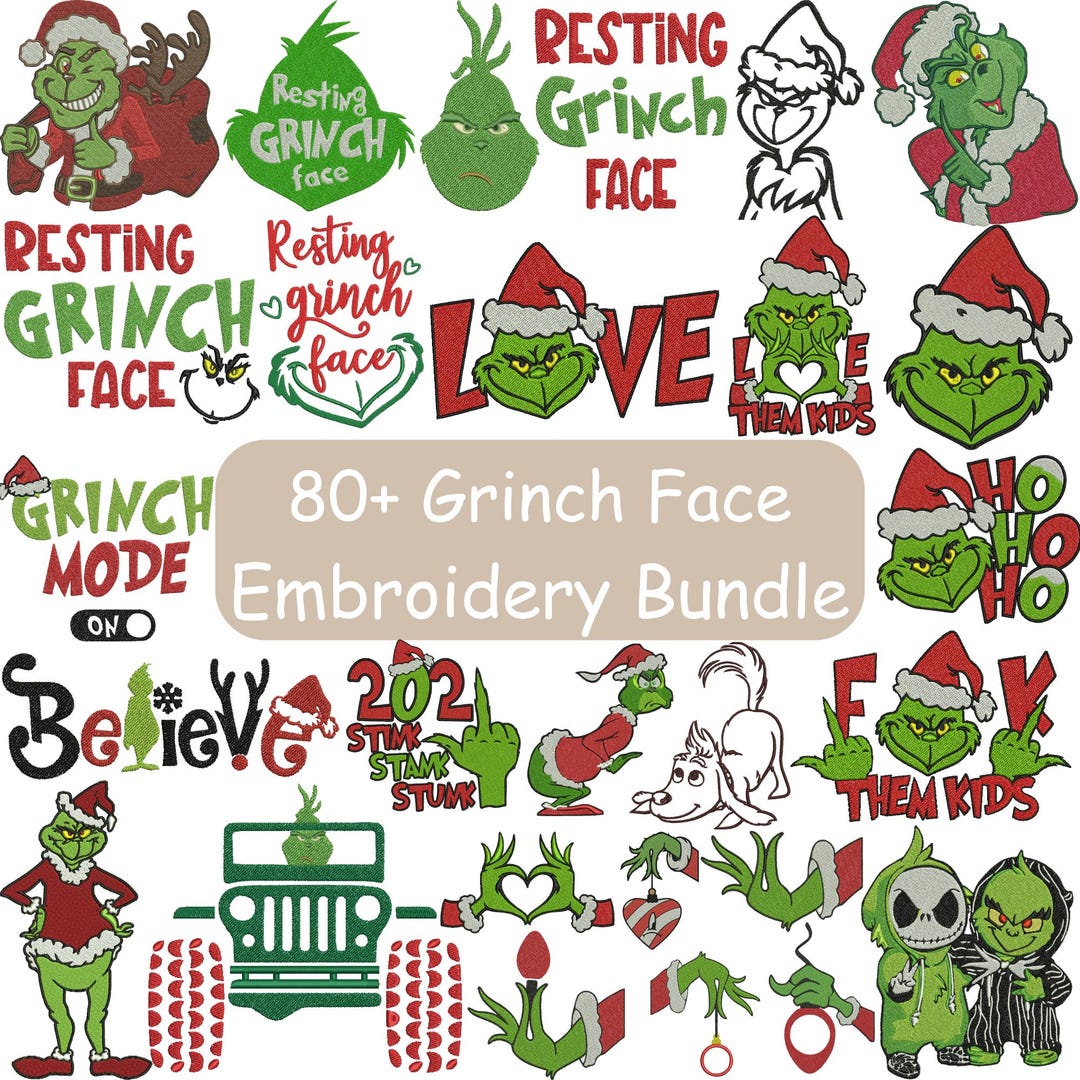 Grinch Embroidery Design, Feeling Grinchy Embroidery, Grinch Hand ...