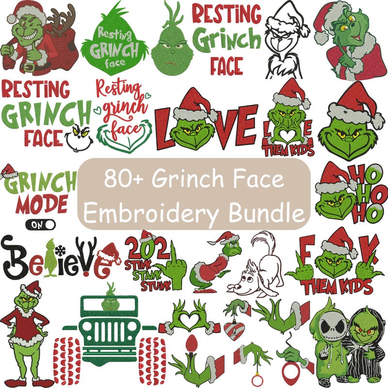 Grinch Embroidery Design - Etsy