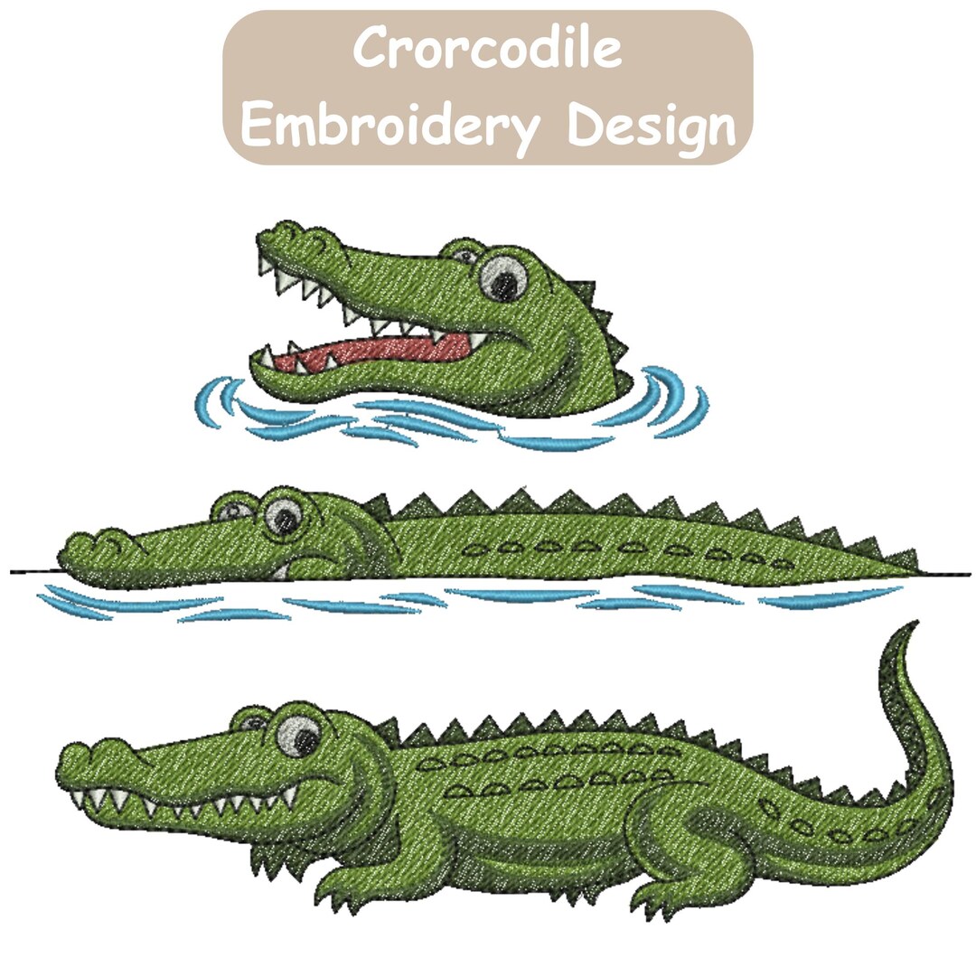 Alligator Embroidery Design, Crocodile Embroidery, Mini Alligator ...