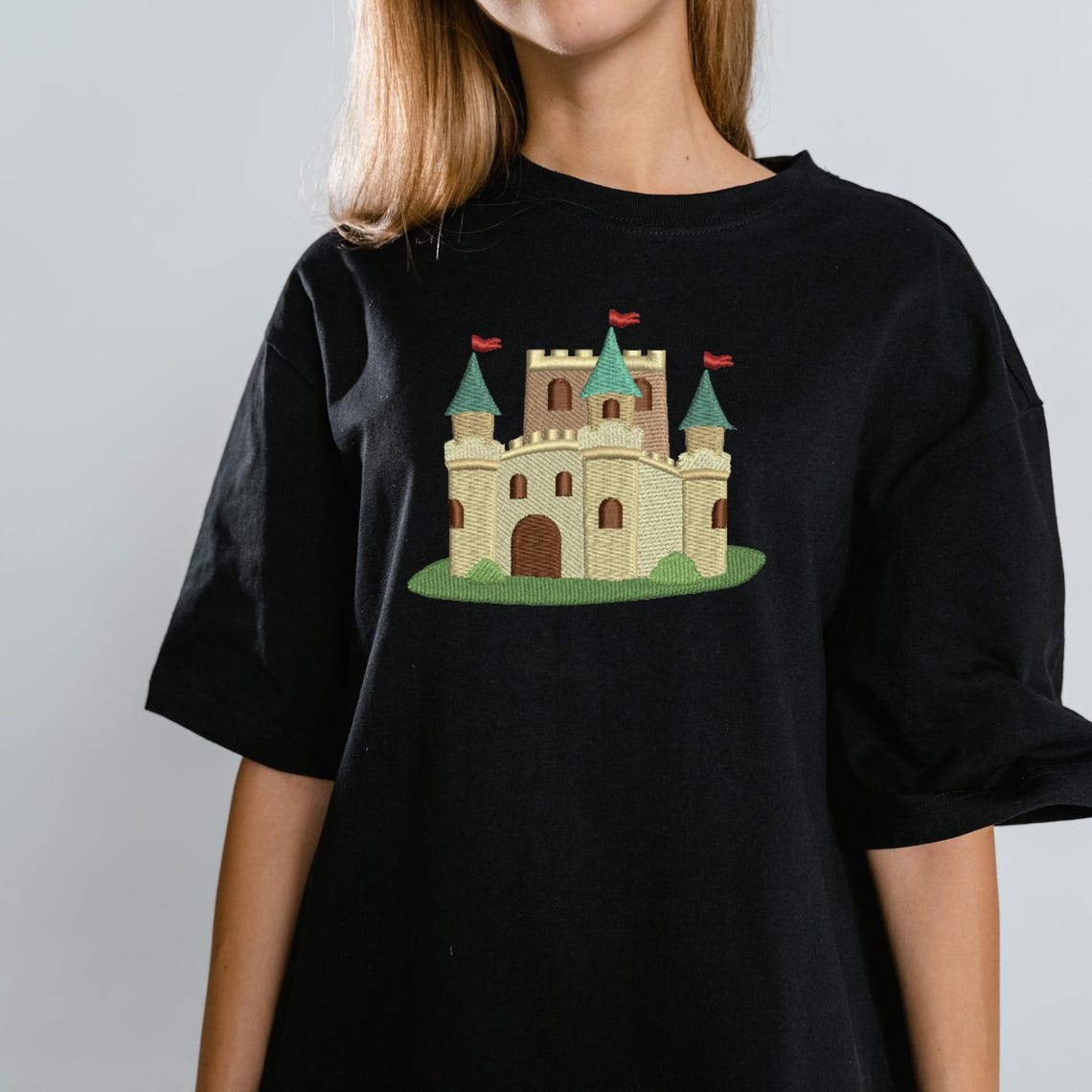 Princess Castle Embroidery Design, Castle Embroidery, Halloween Castle ...