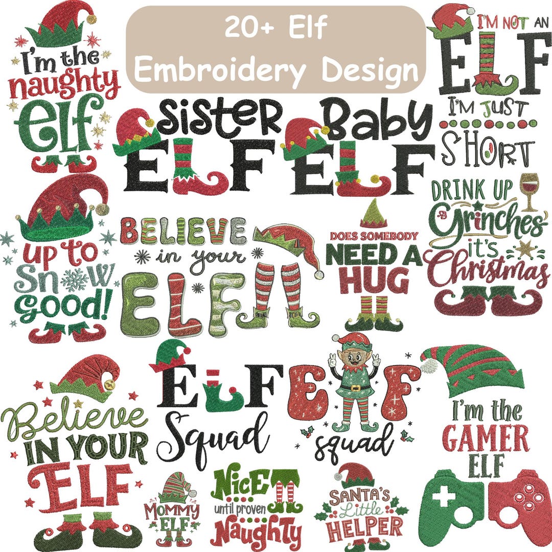 Christmas Elf Embroidery Design, Christmas Design, Elf Design, Elf ...
