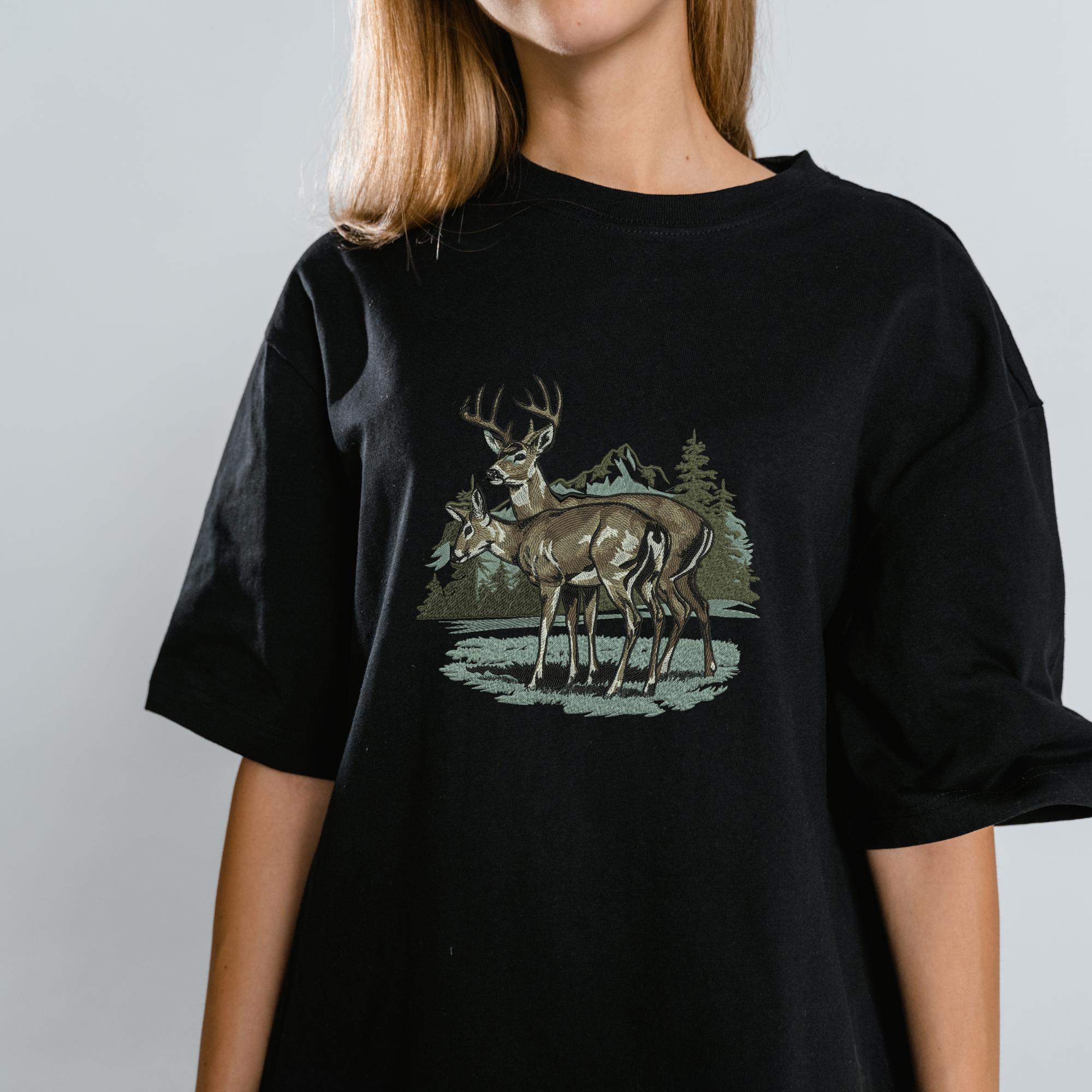 Deer Embroidery Design, Deer Couple Embroidery, Hunting Embroidery ...