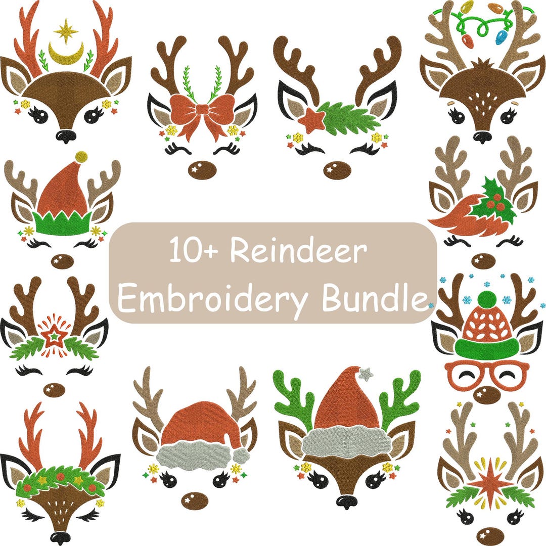 Reindeer Embroidery Design, Christmas Reindeer Embroidery, Penguin ...