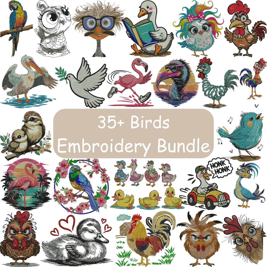 Bird Embroidery Design, Cute Bird Embroidery Design, Crazy Chicken ...