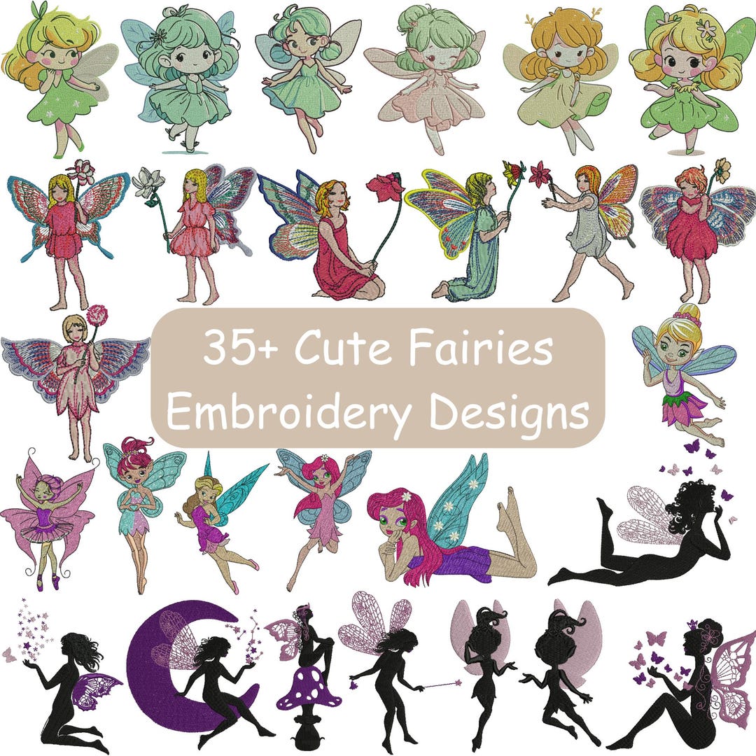 Fairy Embroidery Design, Fairy and Flowers Motif, Tooth Fairy ...