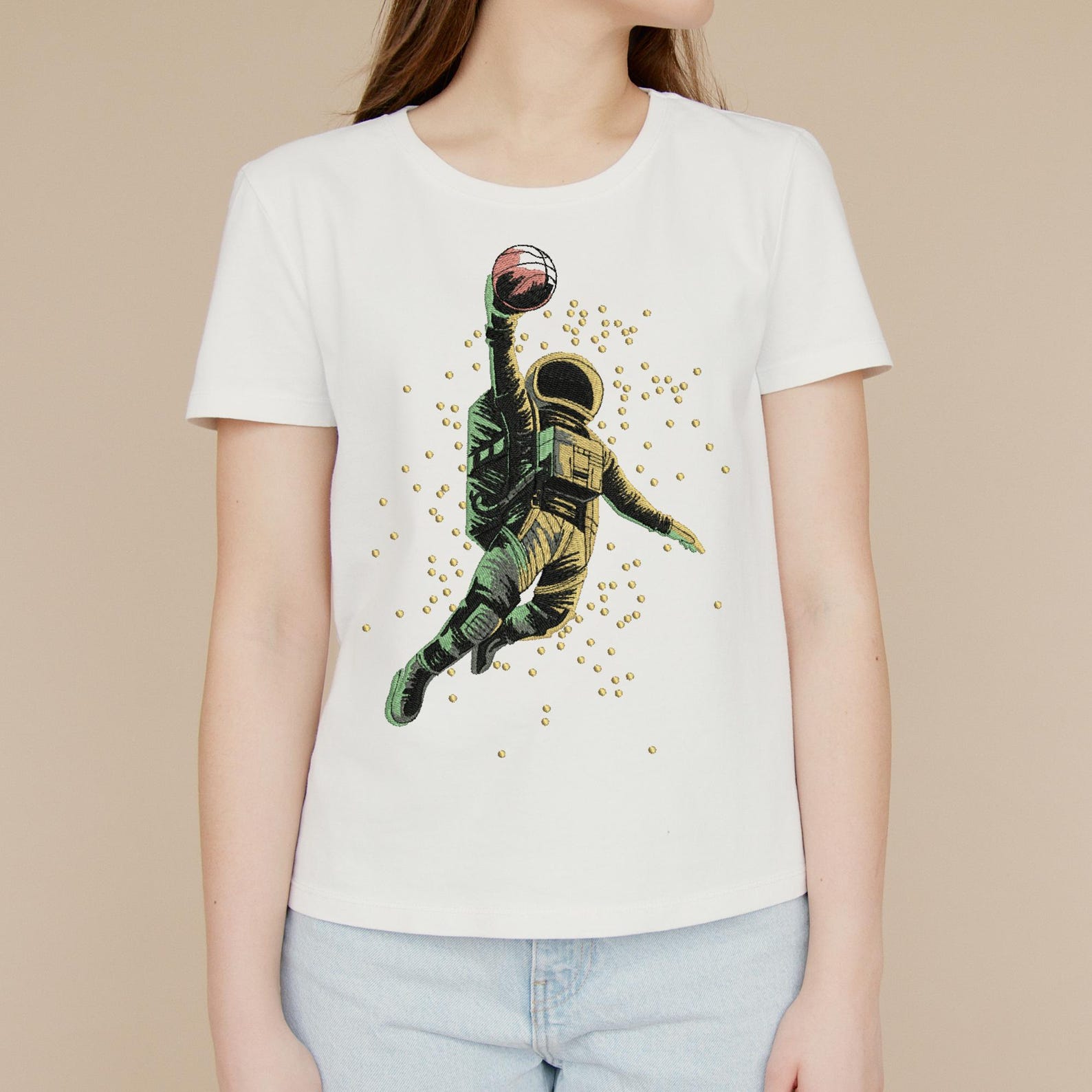 Astronaut Embroidery Design, Cosmic Astronaut Embroidery, Space ...