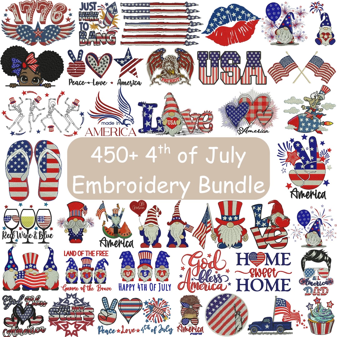 4th of July Embroidery Design, USA Embroidery, Patriotic Embroidery ...