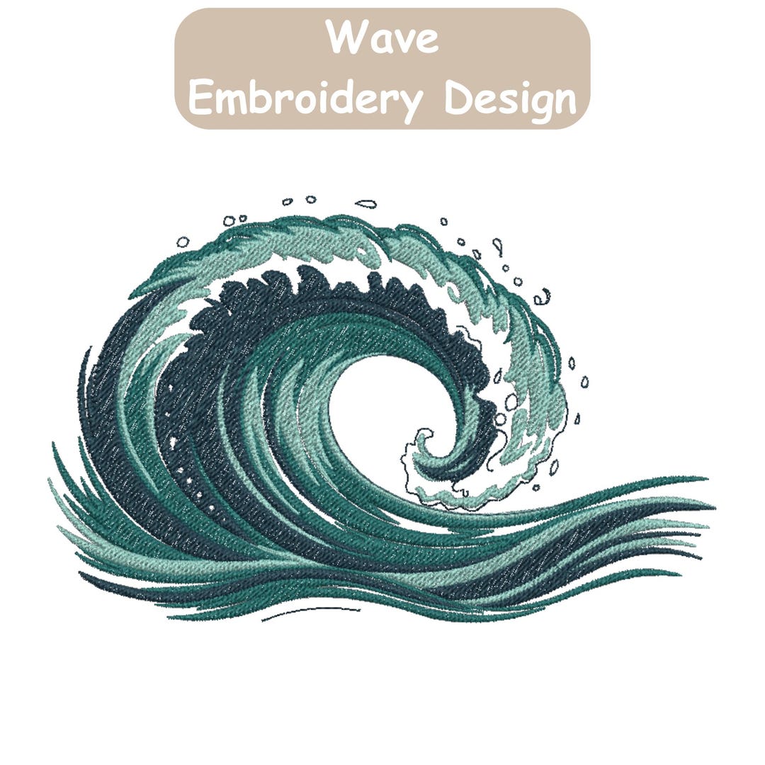 Wave Embroidery Design, Sea Embroidery, Surf Embroidery, Ocean ...