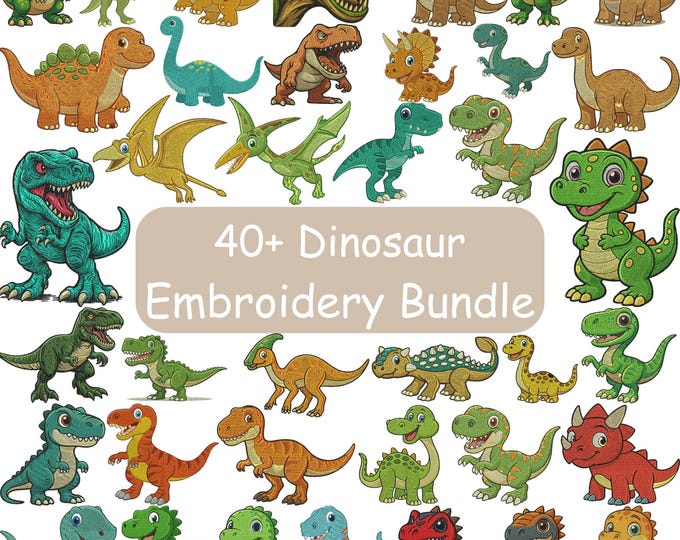 Dinosaur Embroidery Design, T-rex Dinosaur Embroidery, Mini Dinosaur ...