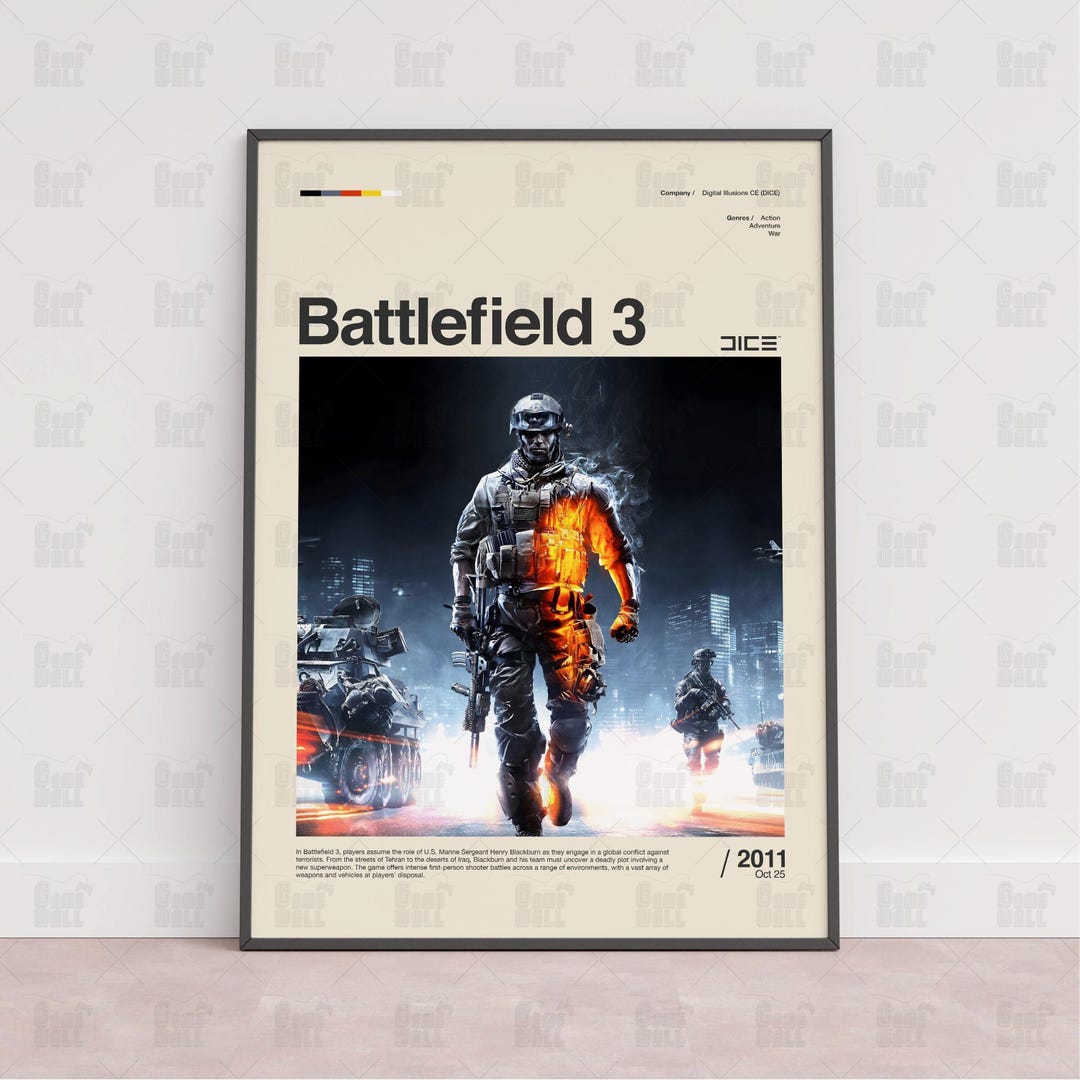 Battlefield 3 Poster, Gaming Room Poster, Gaming Wall Poster, Gaming ...