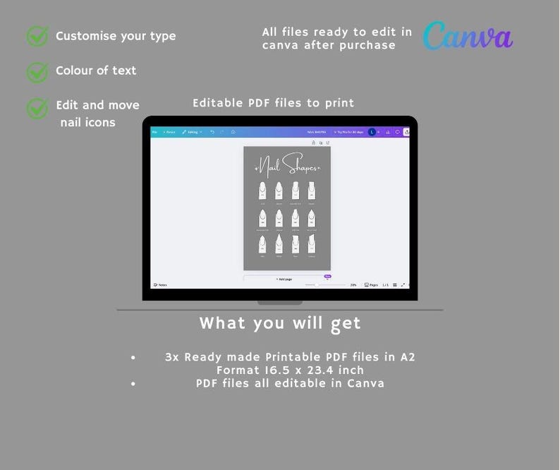 Editable Nail Tech Wall Art | Salon Decor Printable | Minimalist Nail ...