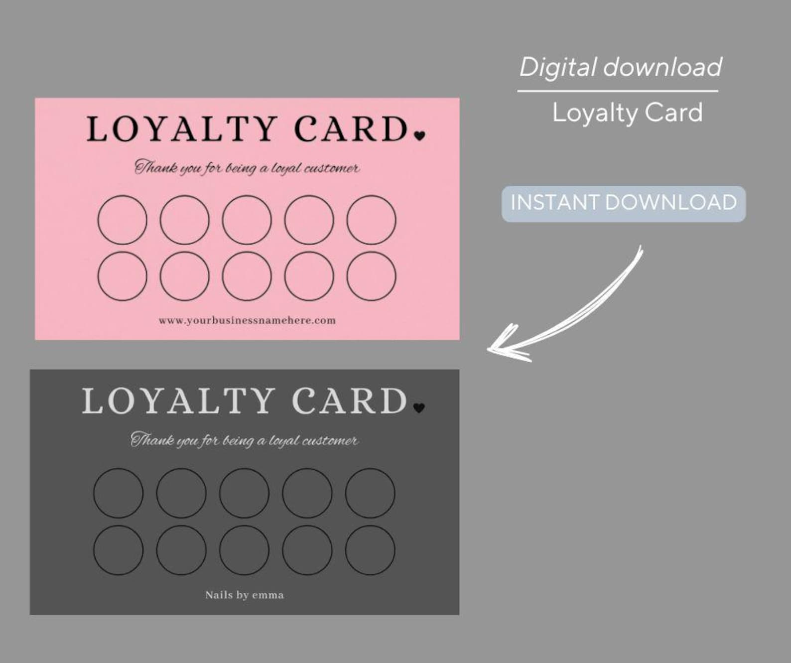 Printable Loyalty Card | Editable PDF | Instant Digital Download - Etsy
