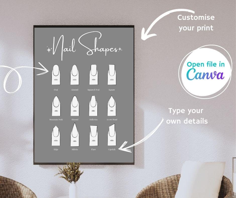 Editable Nail Tech Wall Art | Salon Decor Printable | Minimalist Nail ...