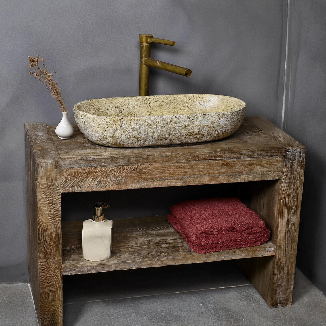 Custom Rustic Handmade Wooden Floating Bathroom Vanity – Farmhouse Live ...