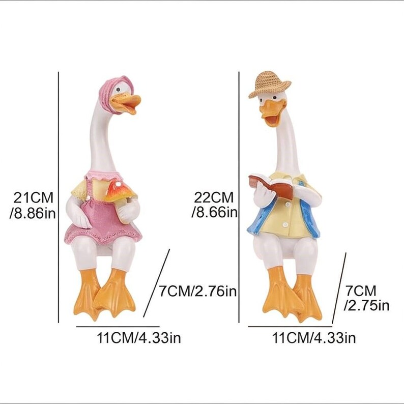 Sitting Couple Duck Garden Statue – Set of Two Cute Resin Ducks ...