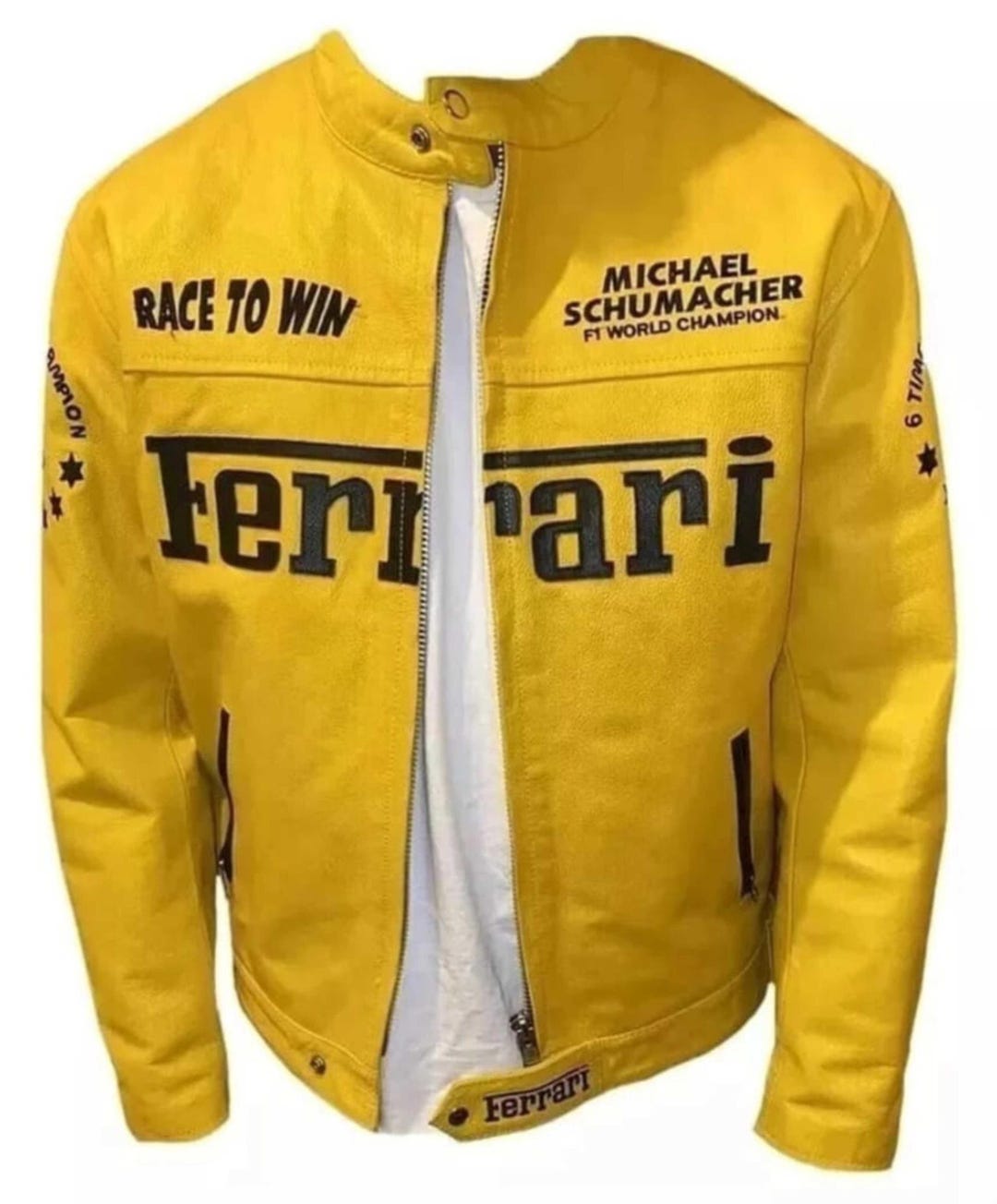 Racing Yellow Ferrari Motorcycle Leather Jacket - Etsy