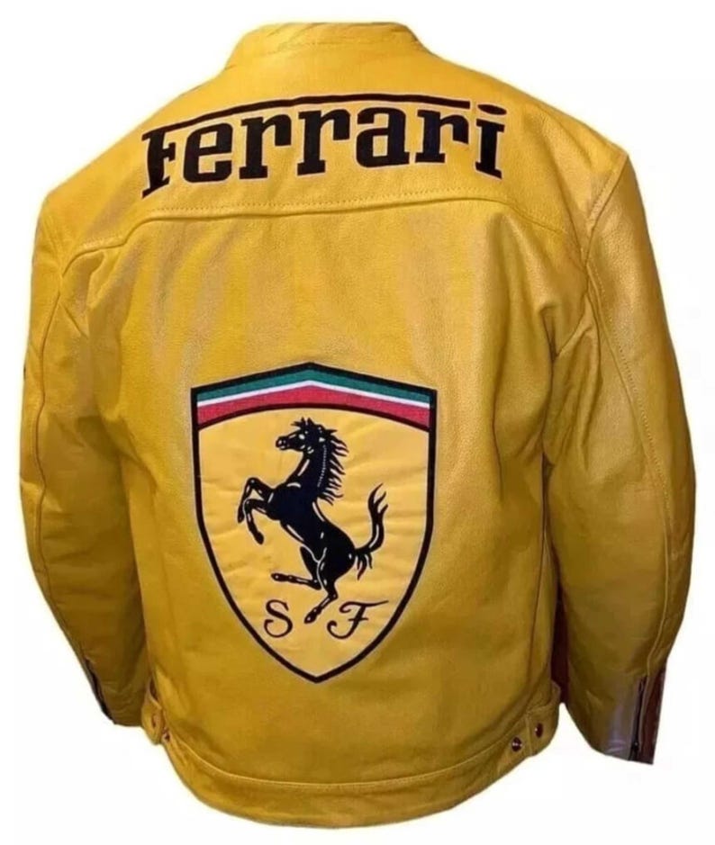 Racing Yellow Ferrari Motorcycle Leather Jacket - Etsy