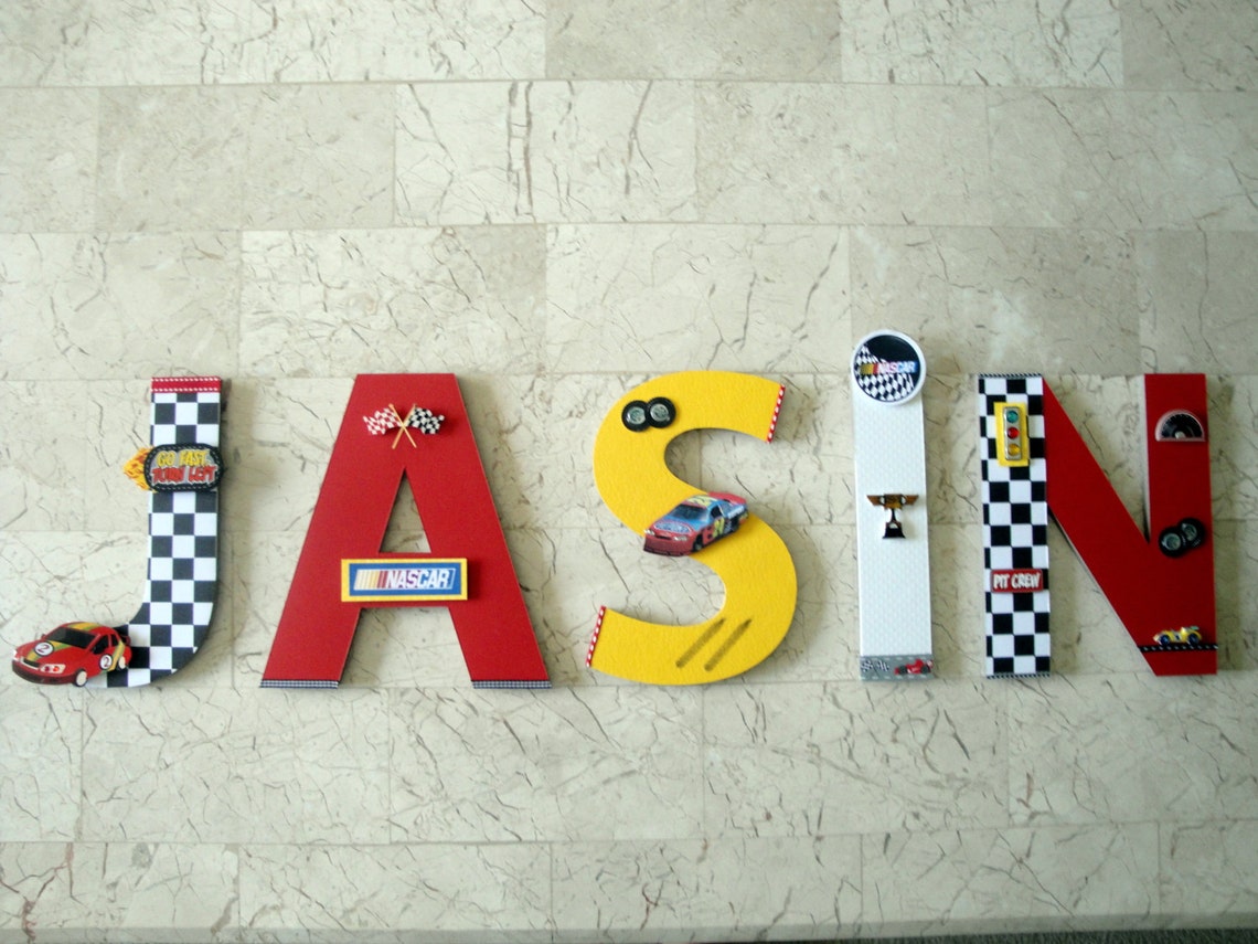 Race Car Custom Name Letters Nascar Race Car Custom Wall Art - Etsy