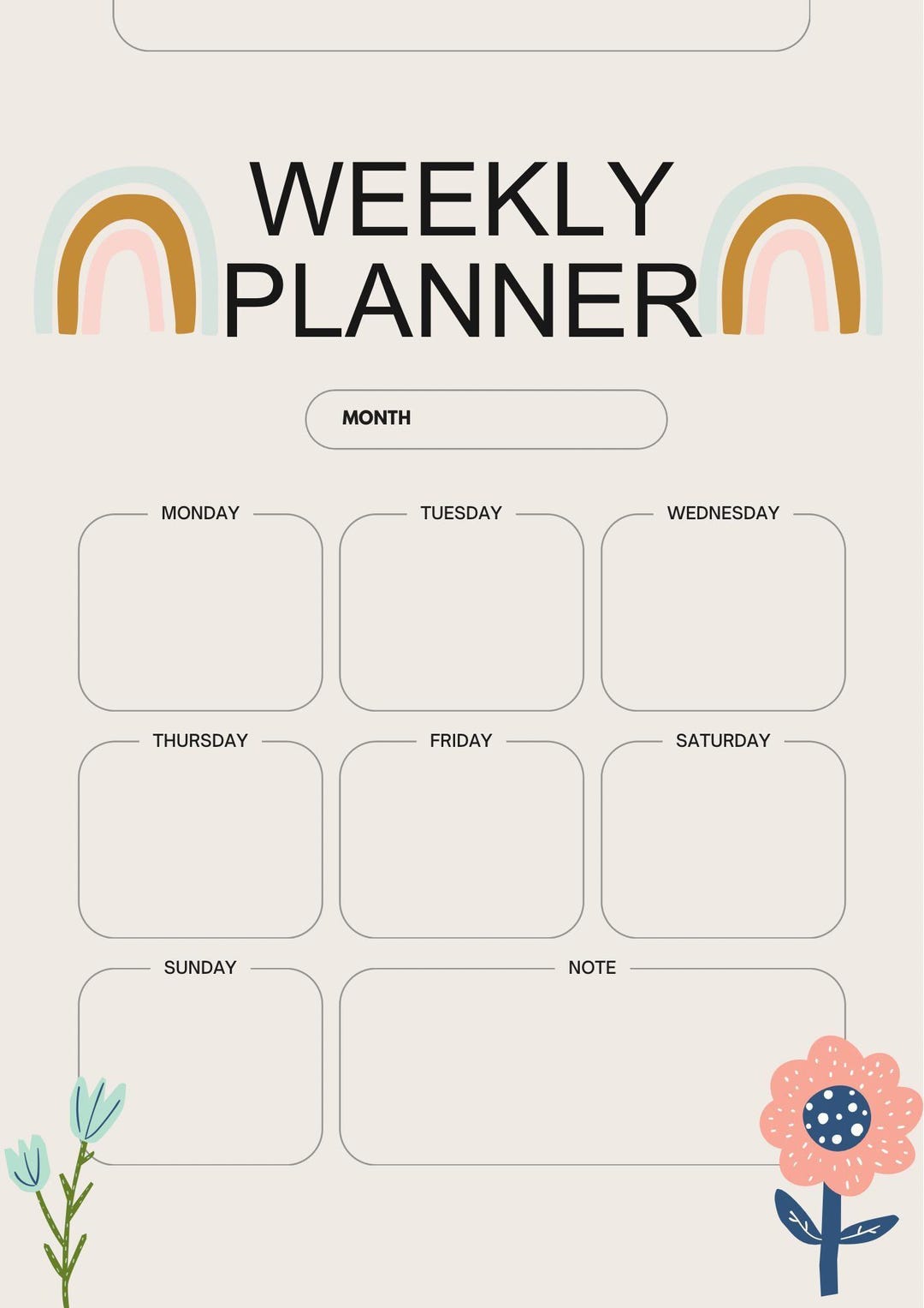 Digital Weekly Planner Colourful Rainbow Print - Etsy