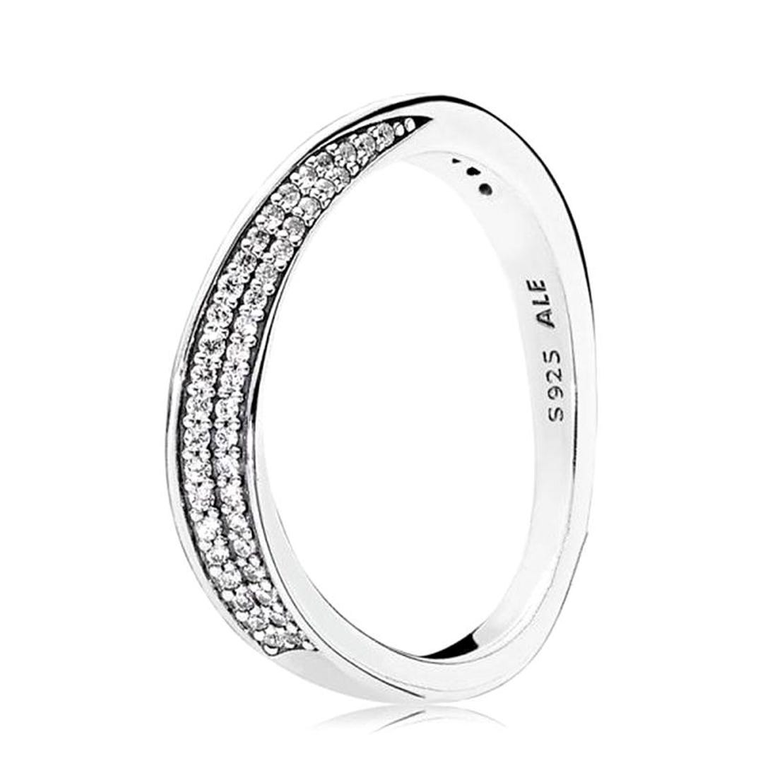 Pandora Pave Wave Ring Sterling Silver Ale - Etsy