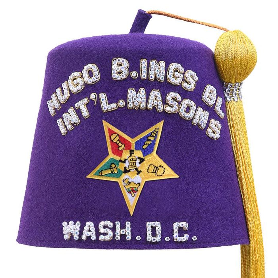 OES FEZ HAT - Silk Thread Machine Embroidery and Rhinestones With ...