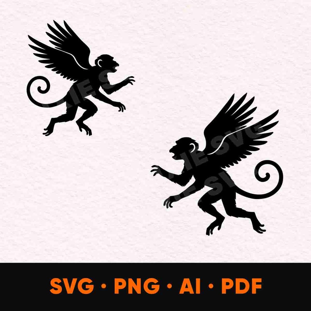 Wizard of Oz Flying Monkey Svg Silhouette, Svg File, Flying Monkey Image, Oz, Wizard Logo ...
