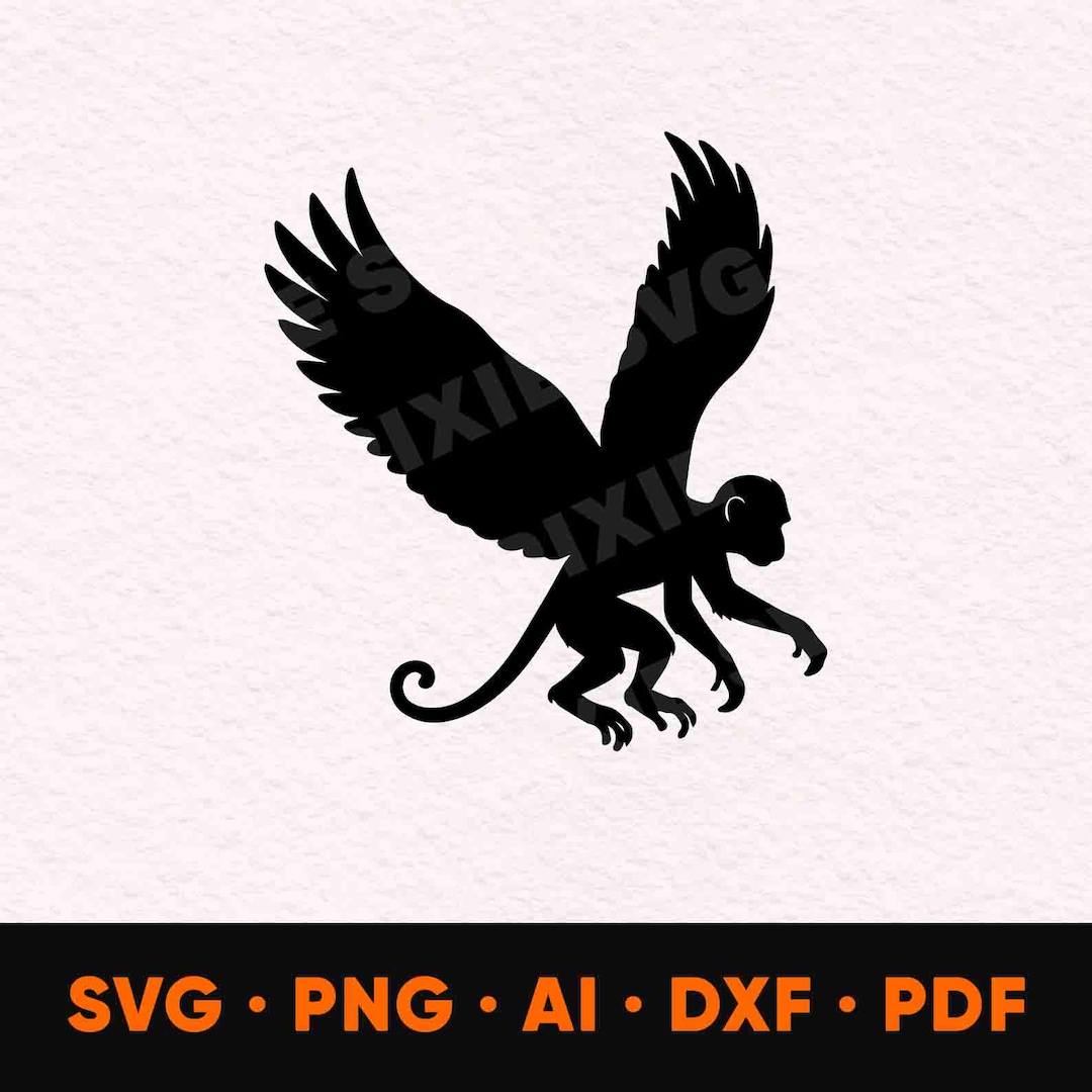 Wizard of Oz Flying Monkey Svg Silhouette, Svg File, Flying Monkey Image, Oz, Wizard Logo ...