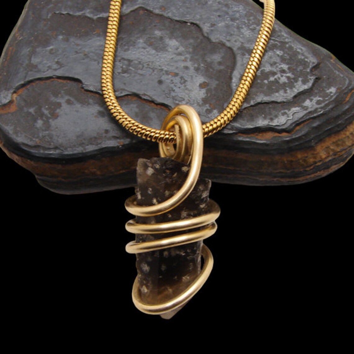 Grounding Pendant Dragon Quartz Raw Crystal Jewelry Real Smoky Quartz ...
