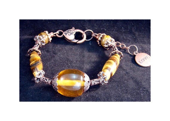Love Charm Amber Bracelet Beaded From Genuine Amber and Tiger s Eye Spirit Force Etsy