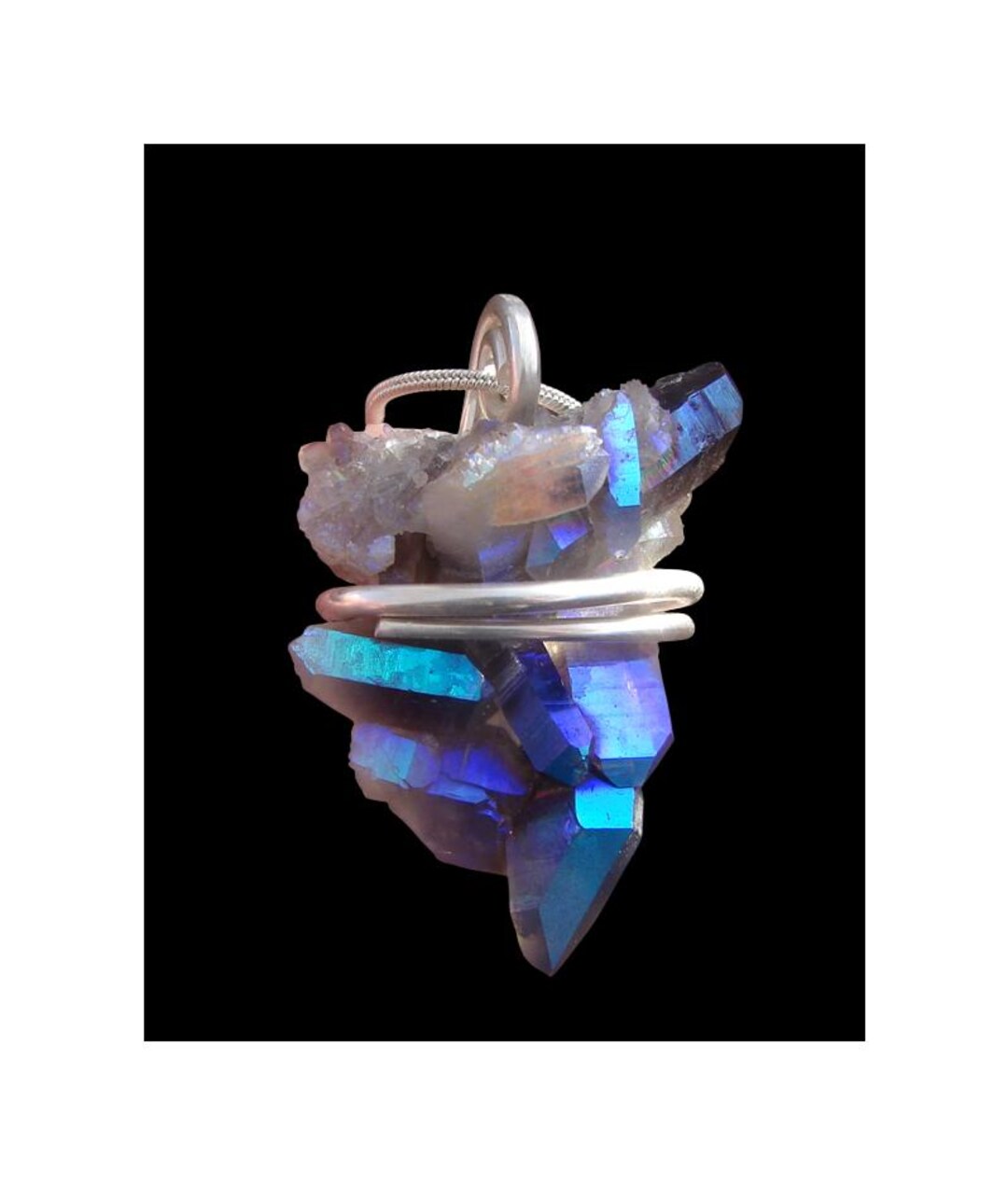 Rainbow Aura Amethyst Cluster Pendant, Titanium Crystals Quartz 'AAA ...