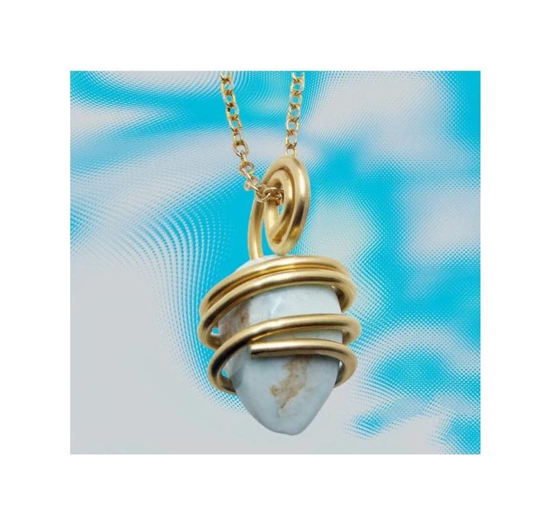 Real Crystals Handmade Crystal Jewelry Larimar Pendant / Lemurian Lucid ...