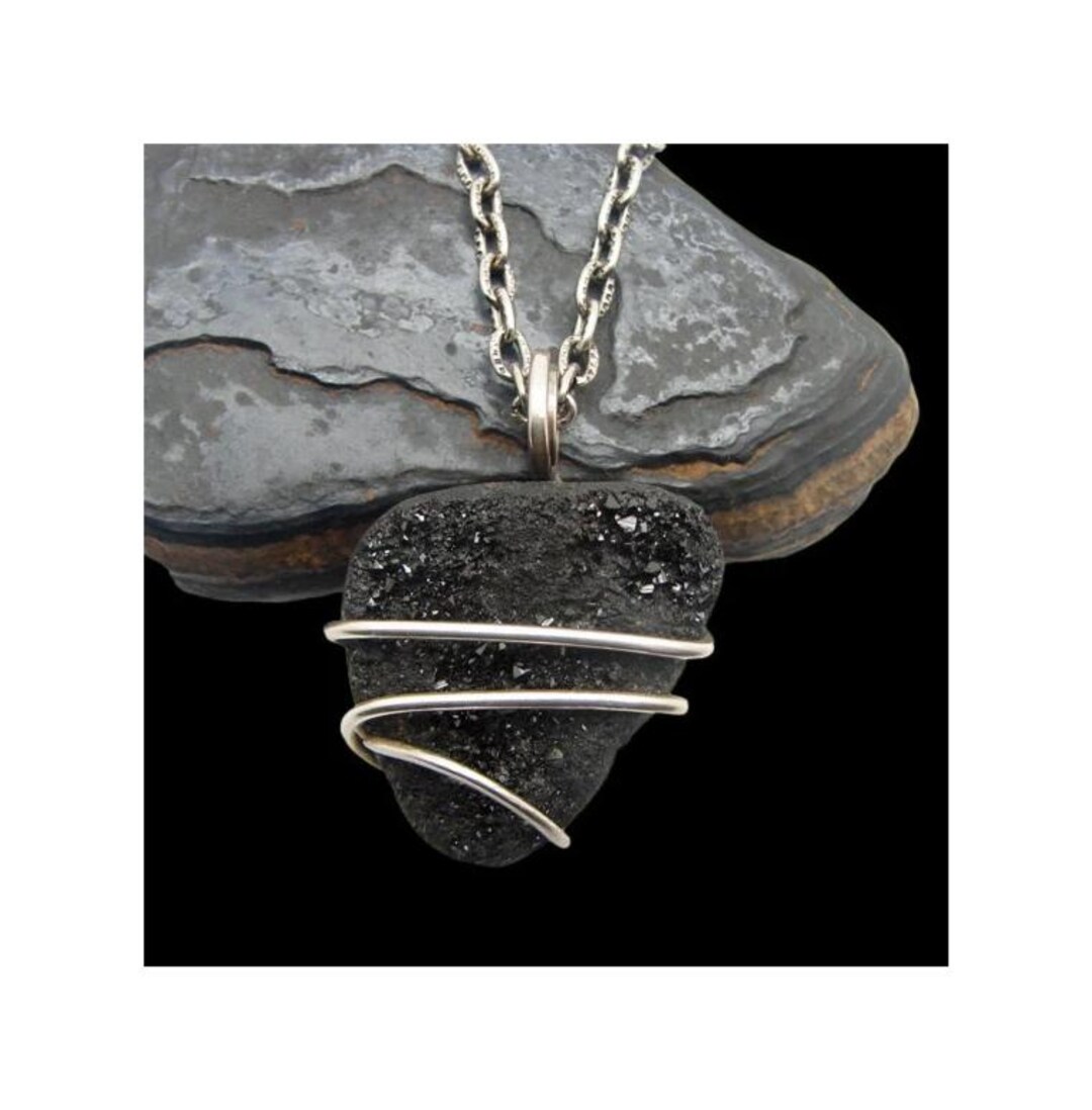 Amulet Stone Black Titanium Aura Quartz Necklace Mystical Magical ...
