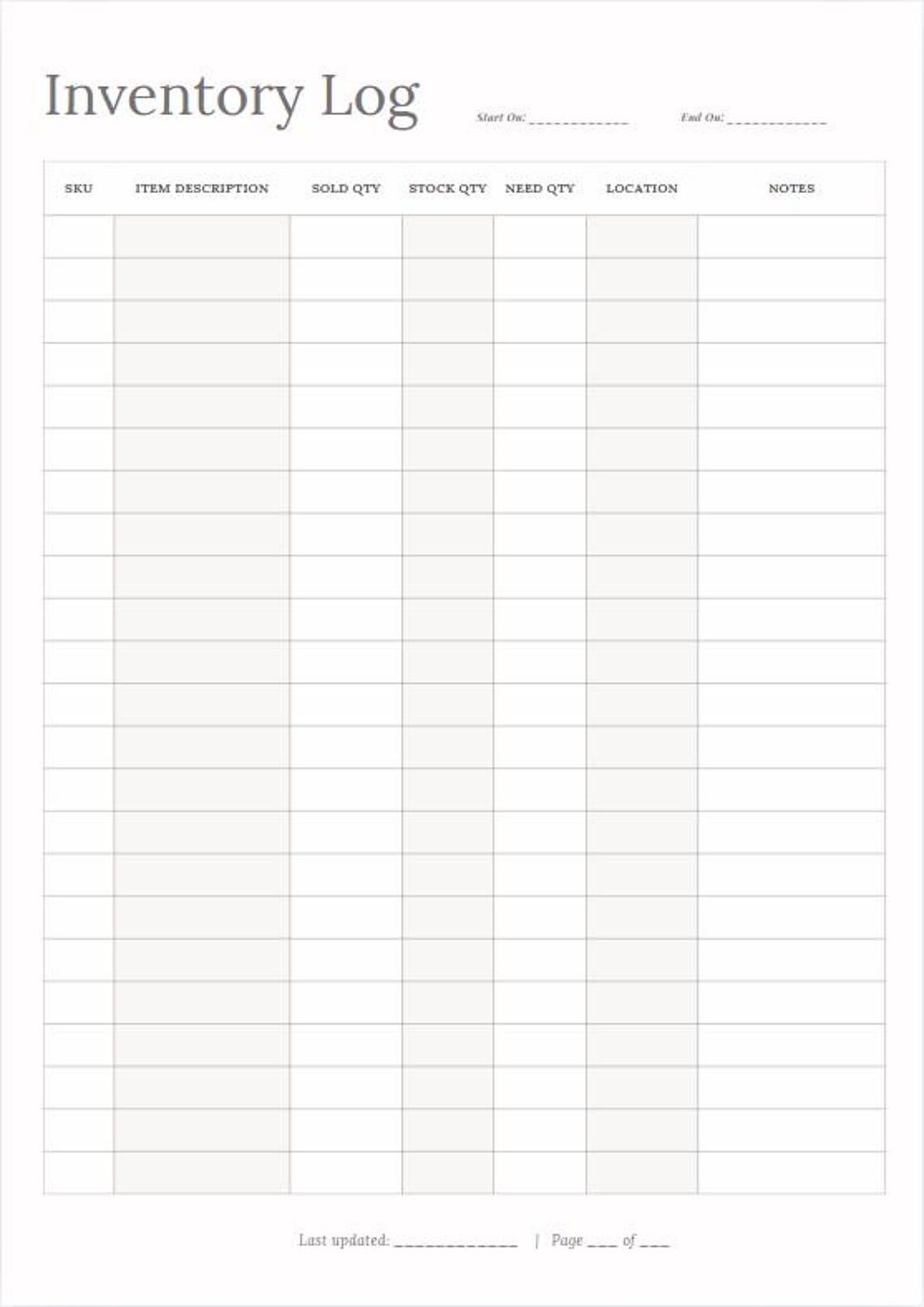 Inventory Tracker Printable PDF – Small Business Log Sheets in 4 ...
