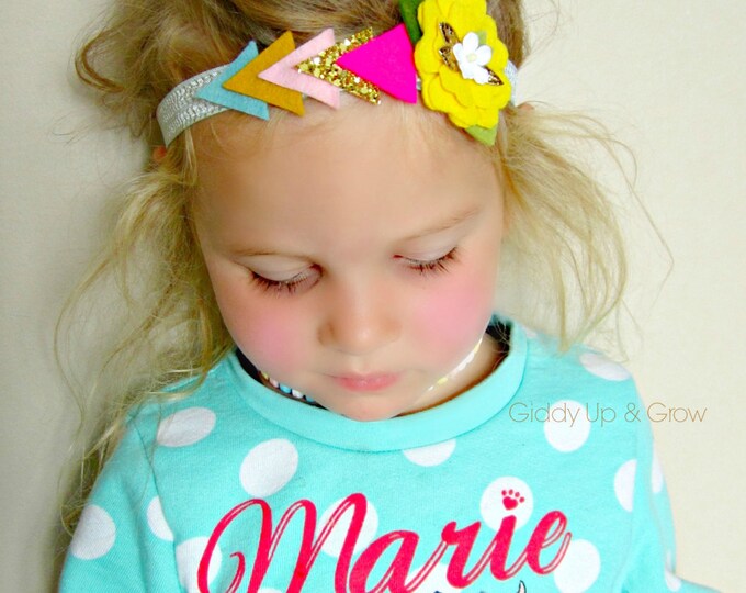 Felt Flower Headband Aztec Headband With Geometric Shapes - Etsy