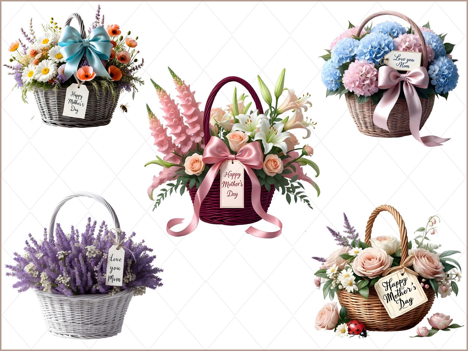 Mother's Day Clipart Set - Mother's Day PNG Images With 15 Beautiful ...