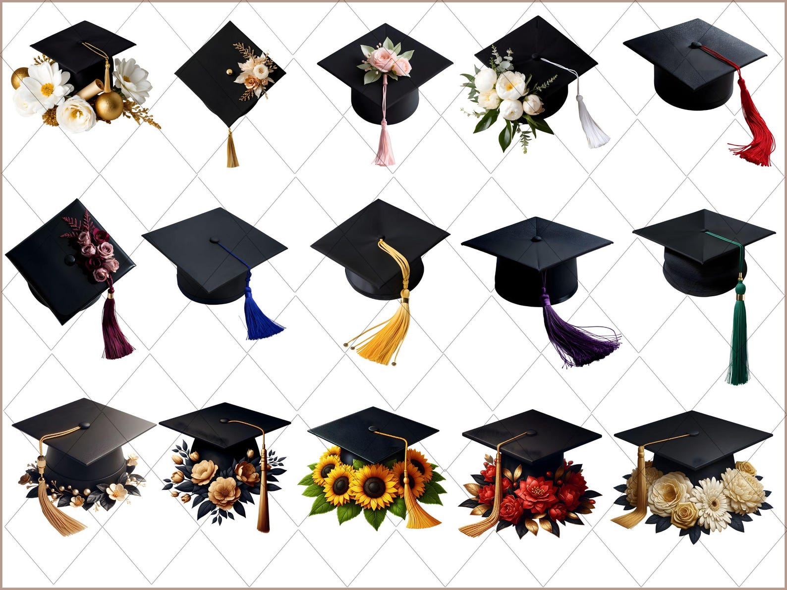Graduation Clipart Bundle, Graduation PNG, Black Cap and Gown Clipart ...