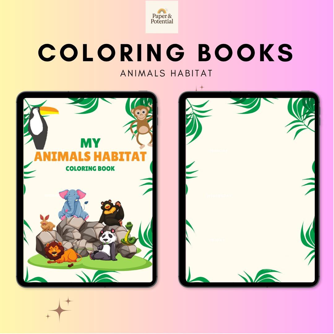Animals Habitat Coloring and Tracing Book - Etsy