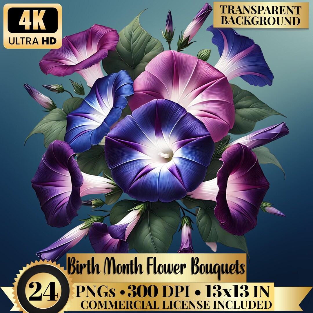 Birth Month Flower Bouquets Transparent Printable Watercolor Pngs for ...