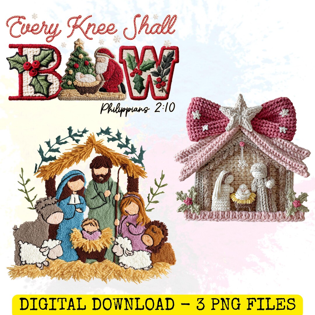 Christian Latch Hook Yarn Crochet PNG Design, Christmas Jesus Nativity ...