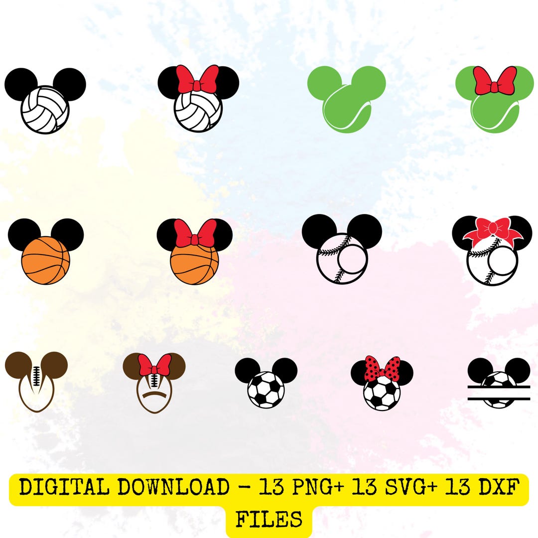 Mickey & Minnie Doing Various Sports PNG Design Bundle, Disney Sport ...