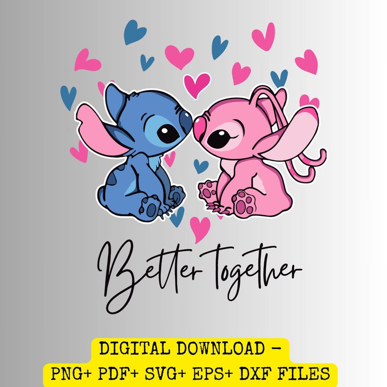 Disney Stitch and Lilo Valentin PNG SVG Design, Valentine's Day Better ...