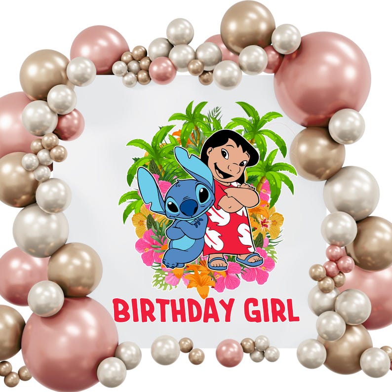 Custom Lilo and Stitch Birthday Girl PNG Design Bundle Editable With ...