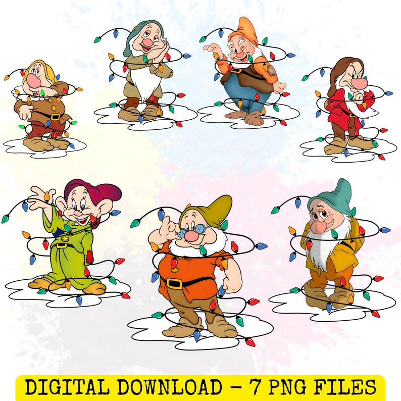 Seven Dwarfs Disney Christmas PNG Designs, Elsa Ariel Jasmine ...
