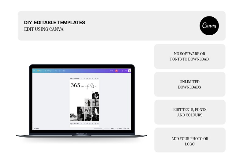 Editable Anniversary Card Template | Canva | Digital Download ...