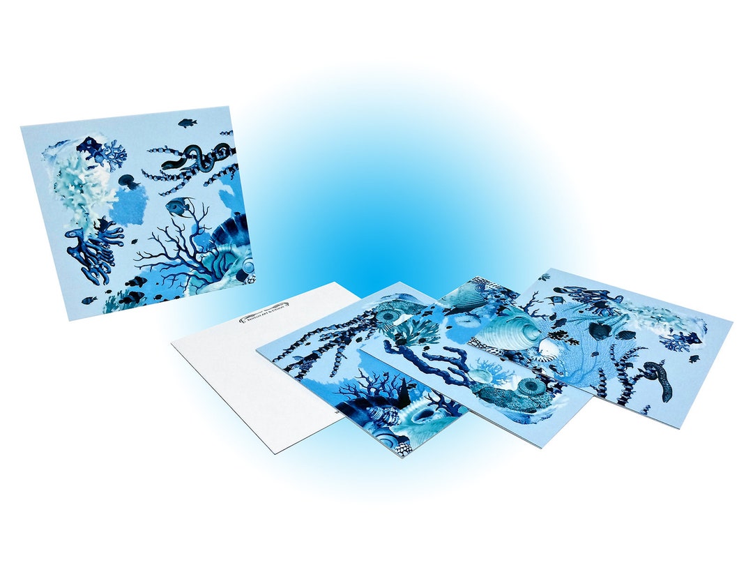 Reef Note Cards (4 Quadrant Pack) - Blue - Etsy