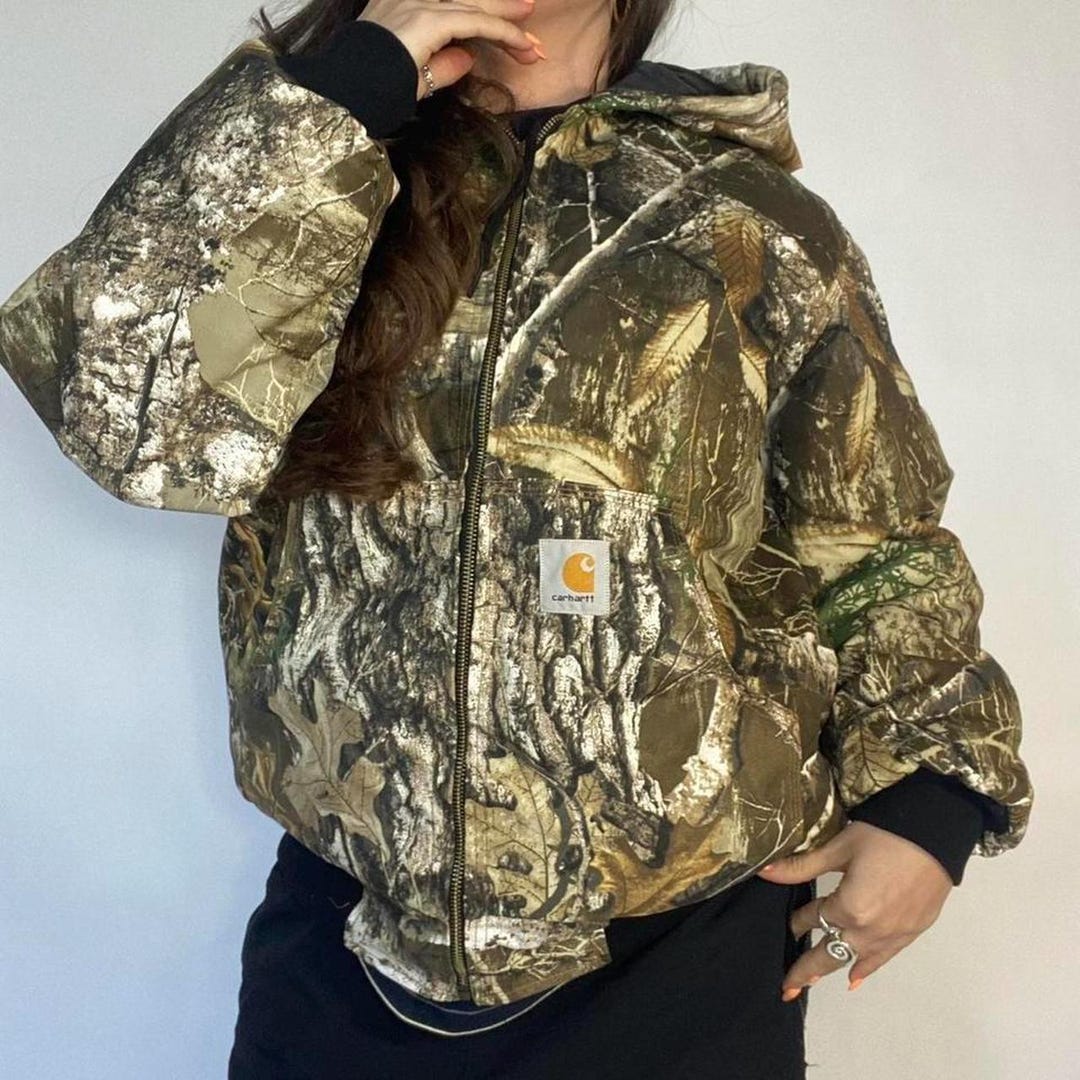 Vintage Carhartt Real Tree Reworked Jacket - Hooded Bomber Jacket ...
