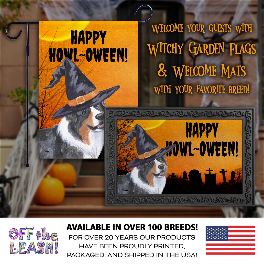 Australian Shepherd Halloween Doormat & Garden Flag, Shepherd Dog ...